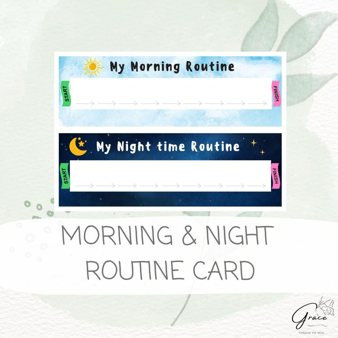 Morning and Night Routine Chart for Kids | Visual Schedule With ...