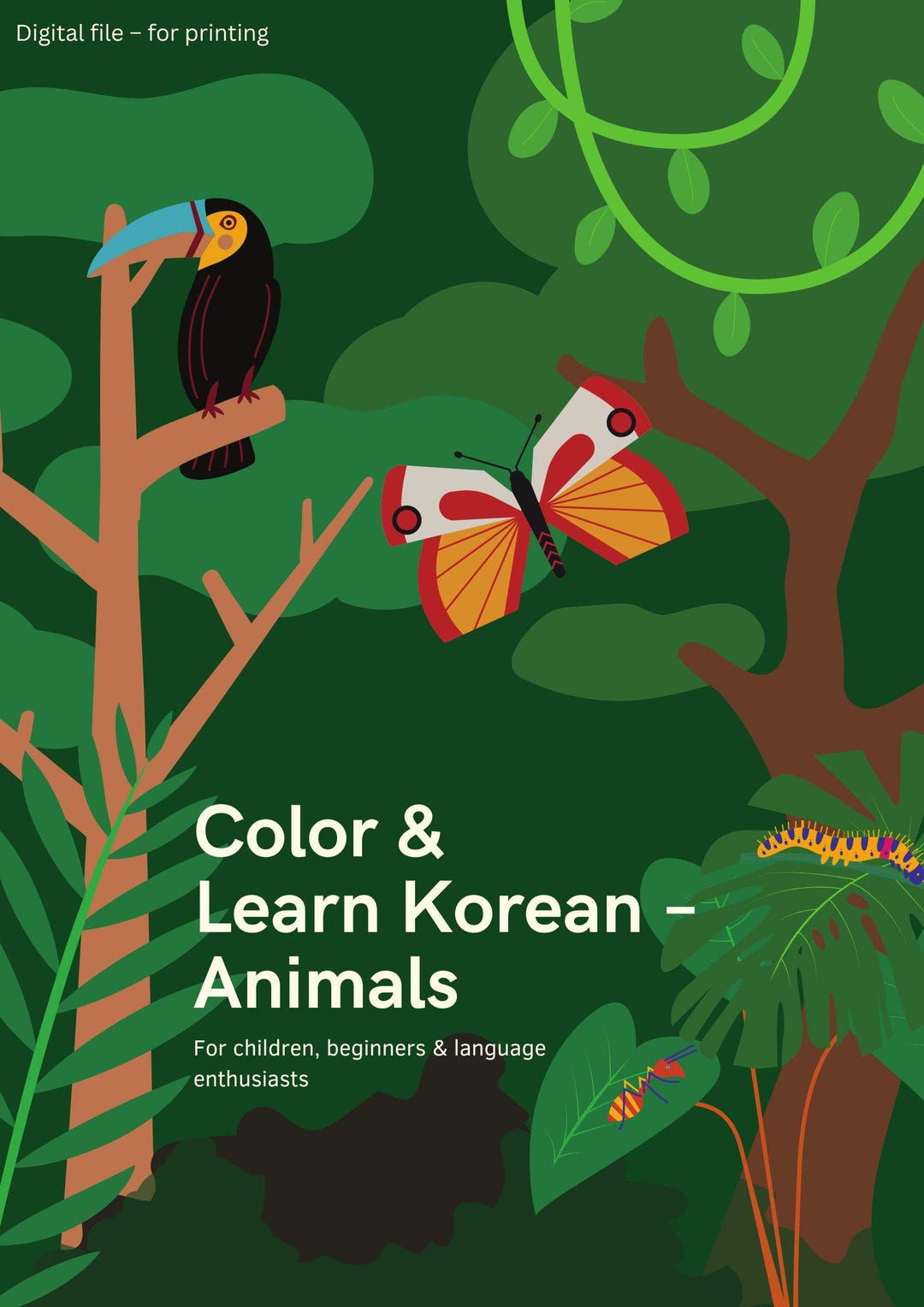 Coloring Page – Learn Korean for Kids | Worksheet | PDF Printable - Etsy
