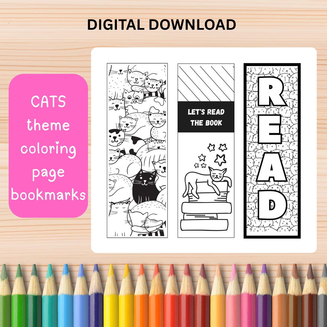 Cat Coloring Bookmarks for Kids – Digital Download | Printable Cat ...