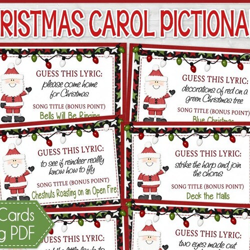 Christmas Carol Pictionary Christmas Games Family Game - Etsy