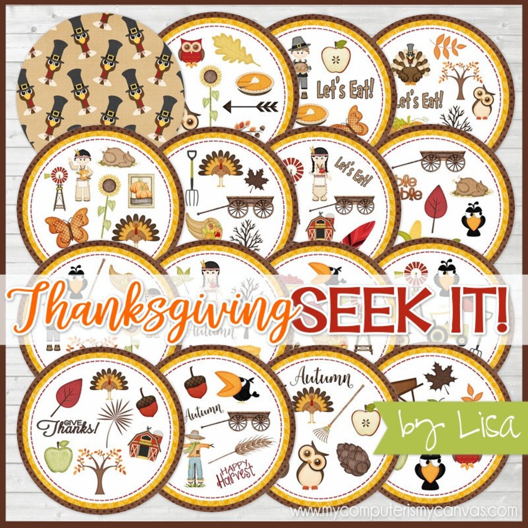 Thanksgiving SEEK IT Match Game, Thanksgiving Printables, Party, Family ...