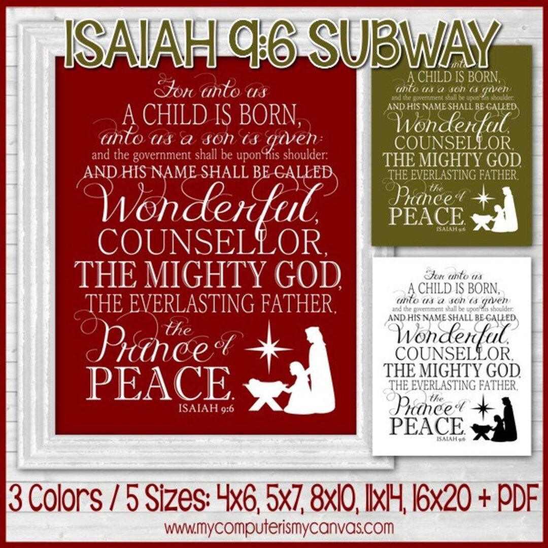NEW Isaiah 9:6 NATIVITY Subway Art - Religious Christmas Art, Christian ...