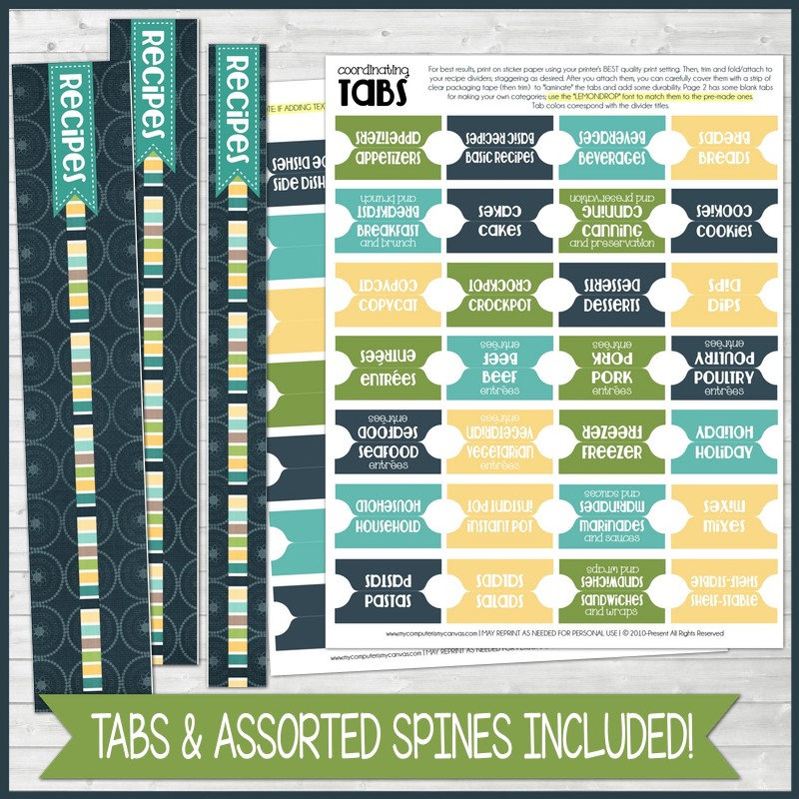 EDITABLE Recipe Binder Kit Printables navy Recipe Book - Etsy