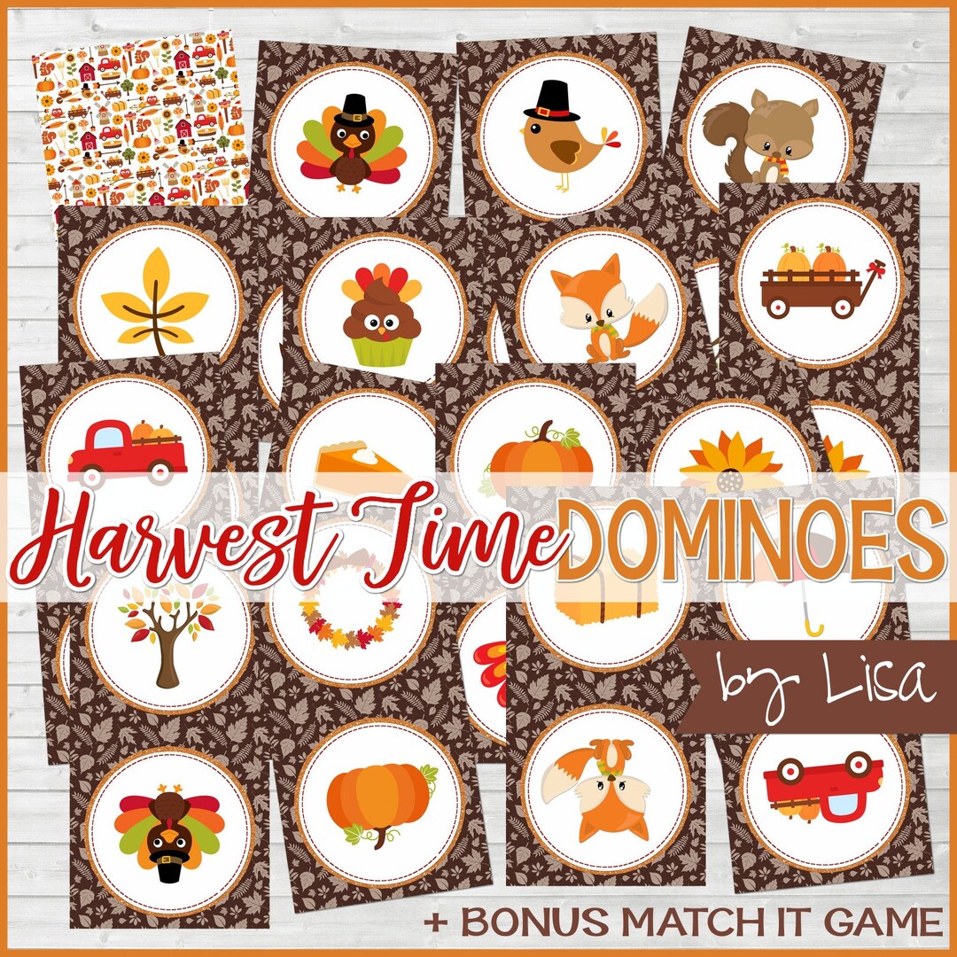 Printable Thanksgiving Game, DOMINOES, Fall Printable, Party Game ...