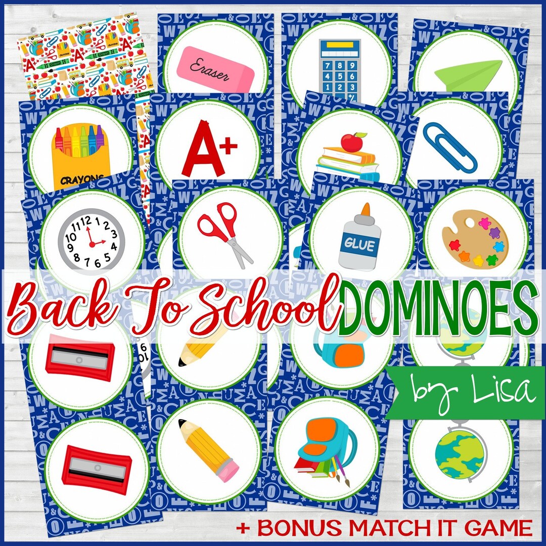 Back to School DOMINOES, PRINTABLE Classroom Games, Class Party Game ...
