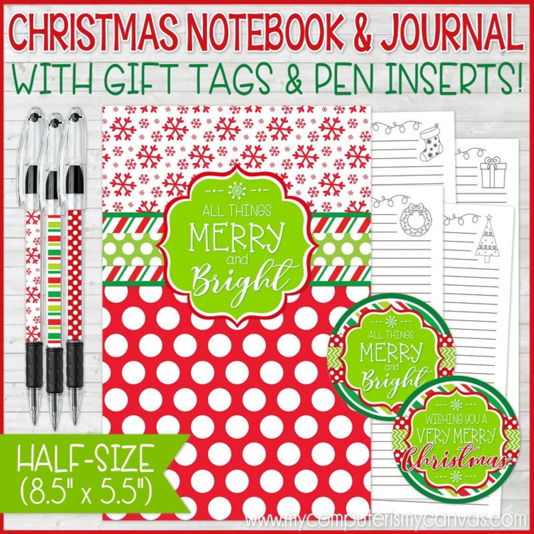Christmas Journal & Notebook Gift Set, Merry and Bright, Lined Journal ...