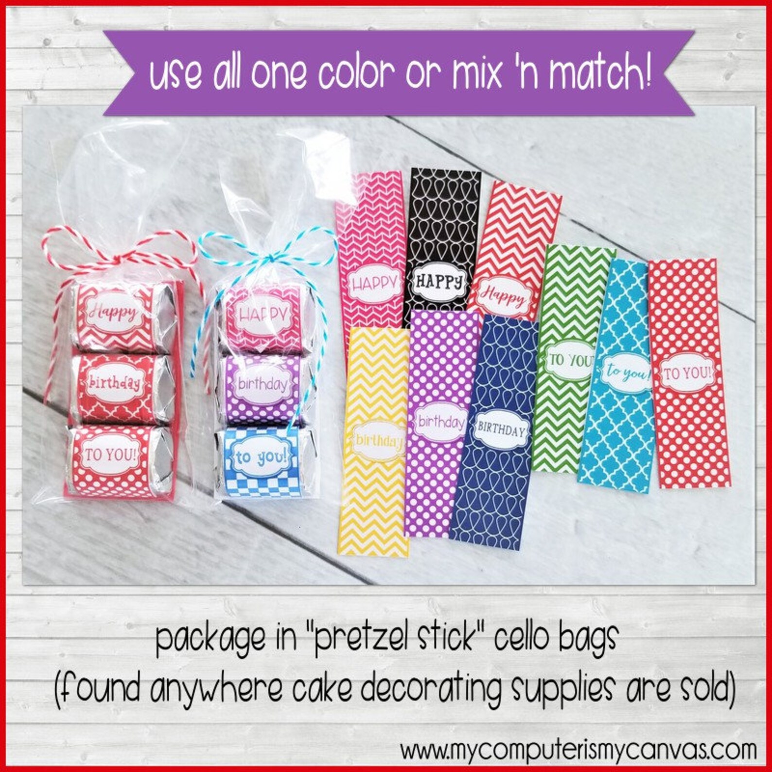HAPPY BIRTHDAY Nugget Wrapper Collection, Birthday Nugget Wrappers, 12 ...