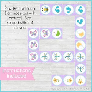 Printable SPRING Game, DOMINOES, Bugs & Flowers, Party Game, Party ...