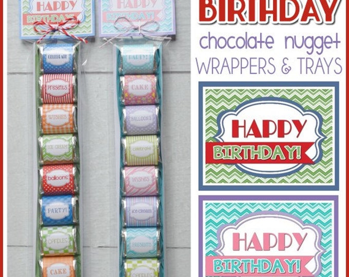 HAPPY BIRTHDAY Chocolate Nugget Wrappers, PARTY Favor, Gift or Treat ...