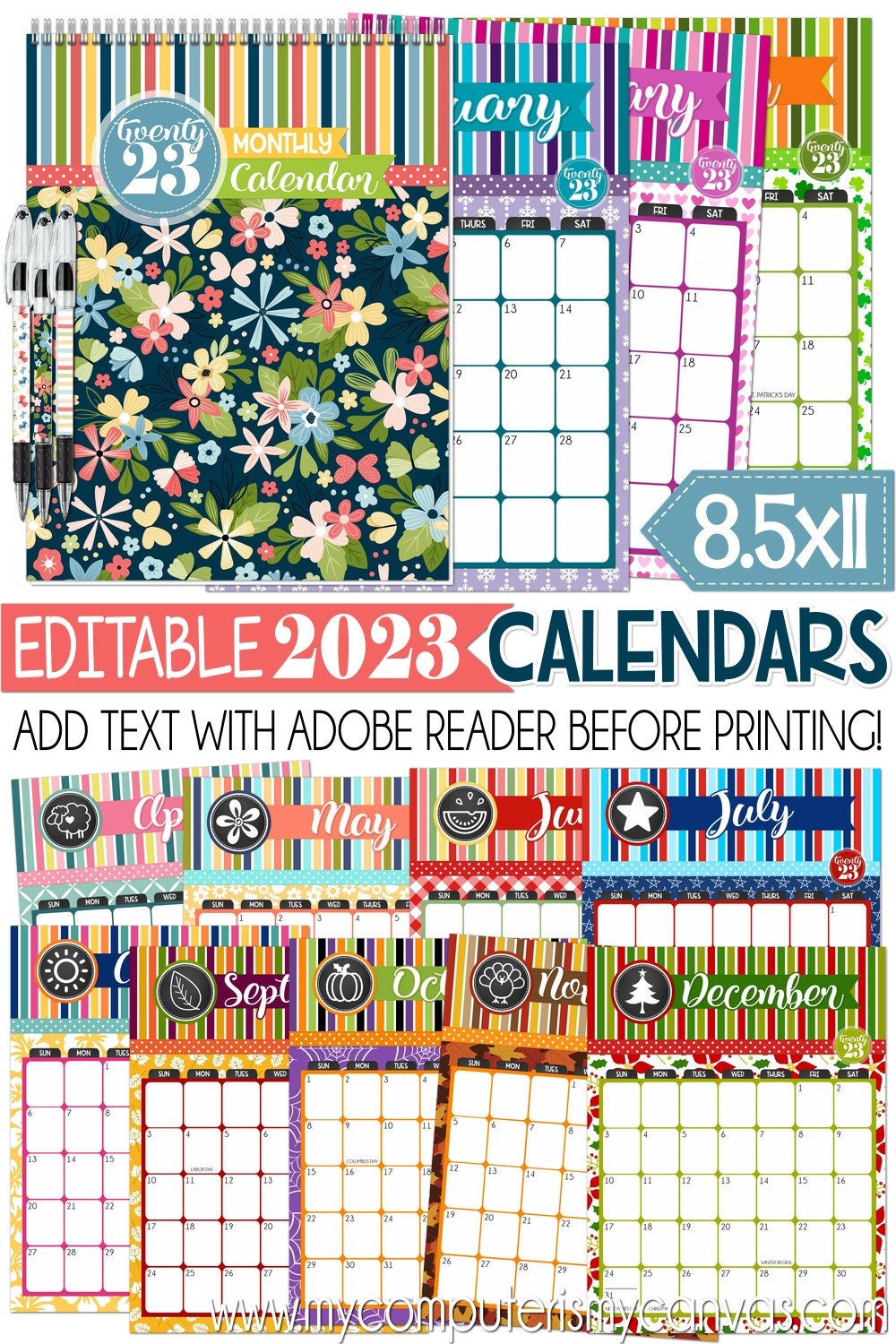 EDITABLE 2023 Desk Calendar Printable Wall Calendar Monthly - Etsy Hong ...