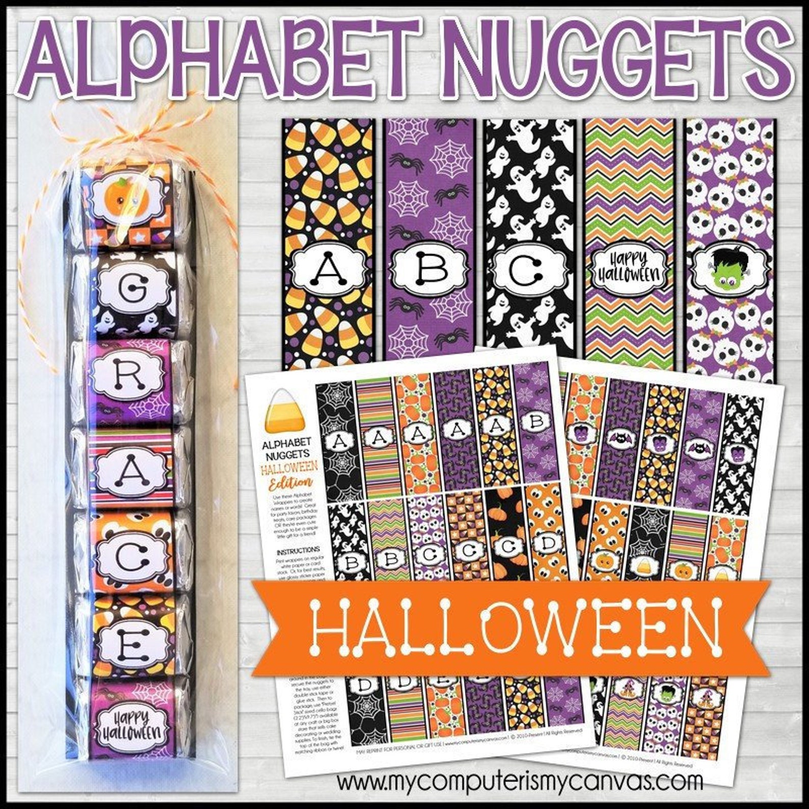 ALPHABET Nugget Wrappers, HALLOWEEN Nugget Wrapper, Spell Out NAMES and ...