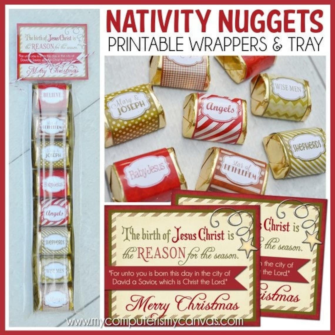 NATIVITY Christmas Nugget Wrappers, Reason for the Season, Holiday ...