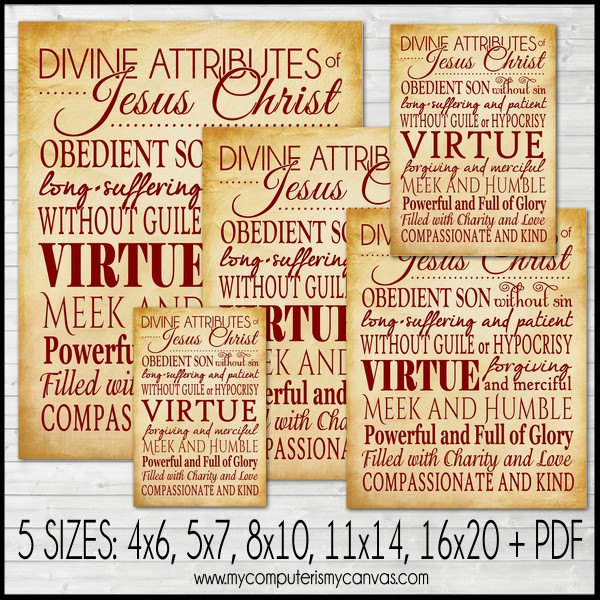 Divine Attributes of Jesus Christ Religious Christian - Etsy