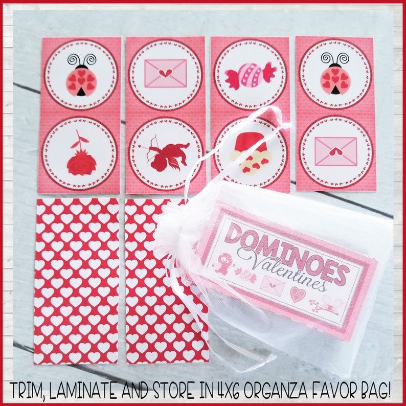 Printable Valentine's Game DOMINOES Valentine's Day - Etsy