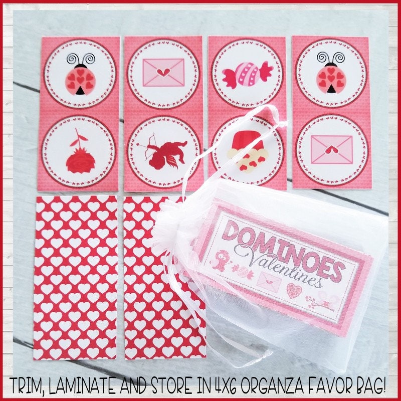 Printable Valentine's Game DOMINOES Valentine's Day - Etsy