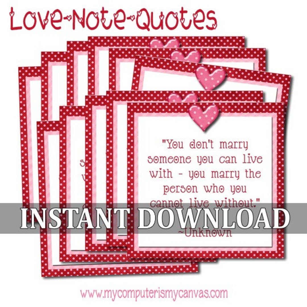 Valentine Love Note Quotes - Printable INSTANT DOWNLOAD - Etsy