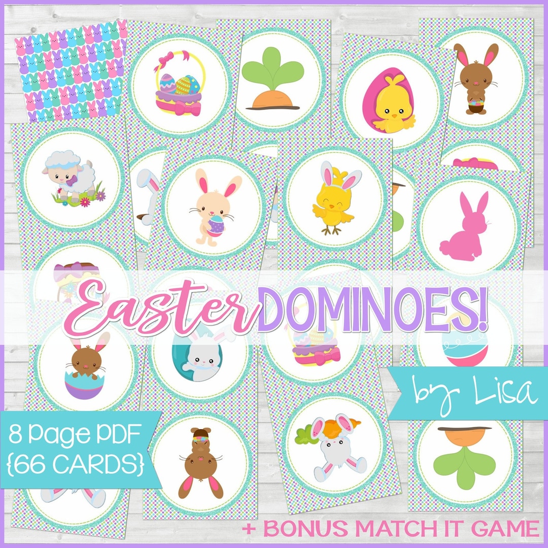 Printable Easter Game, DOMINOES, Easter Basket Stuffers, Gift, Party ...