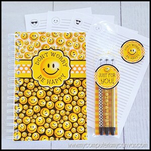 Don't Worry BE HAPPY Journal & Notebook Gift Set, Emoji, Smiley Face ...