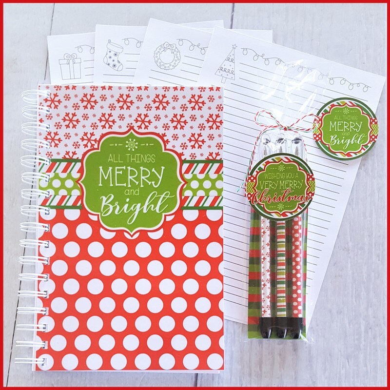 Christmas Journal & Notebook Gift Set Merry and Bright Lined | Etsy