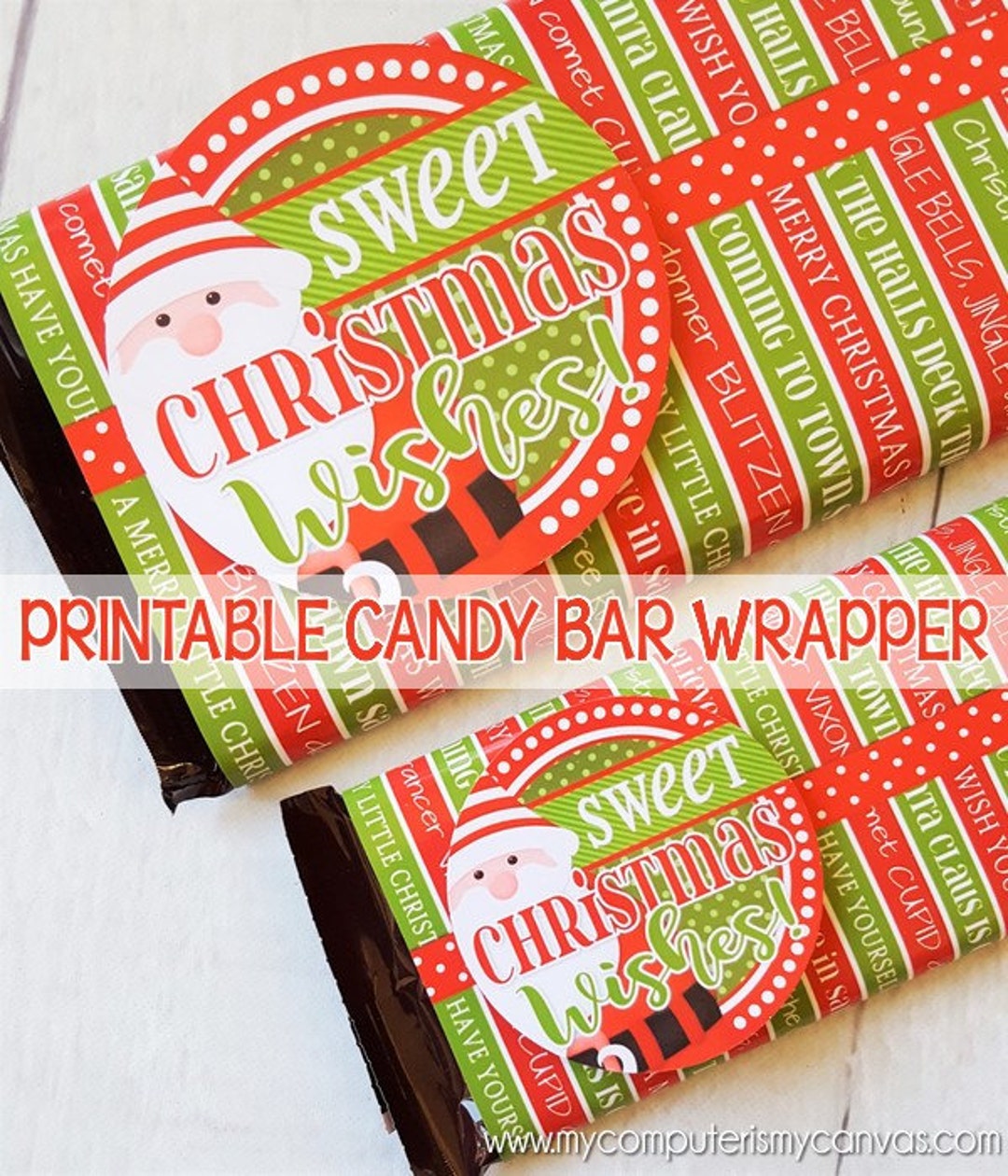 CHRISTMAS Candy Bar Wrapper, SANTA Gift Tag, Merry Christmas, Christmas ...