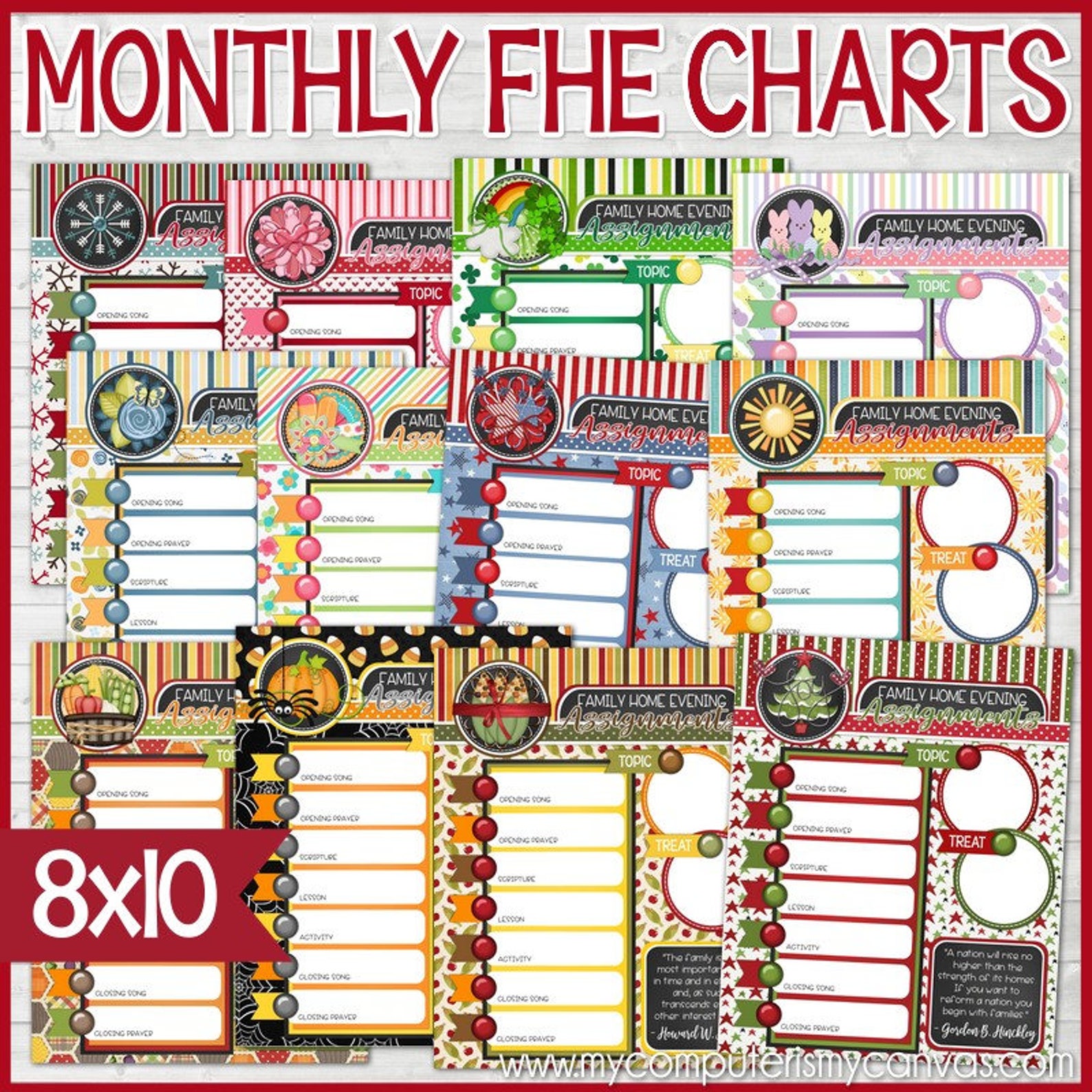 PRINTABLE FHE Charts Monthly Family Home Evening Charts - Etsy