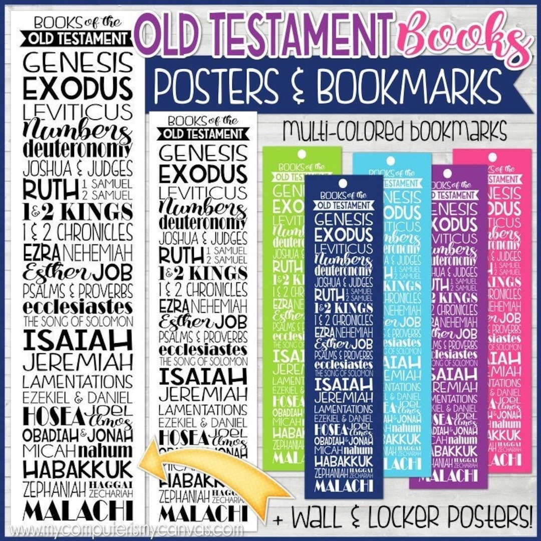 Books of the OLD TESTAMENT Poster, Bookmark, Wall Poster, Subway Art ...