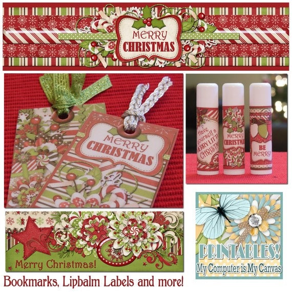 E Christmas Lip Balm Favors Tags & Labels Boughs of | Etsy