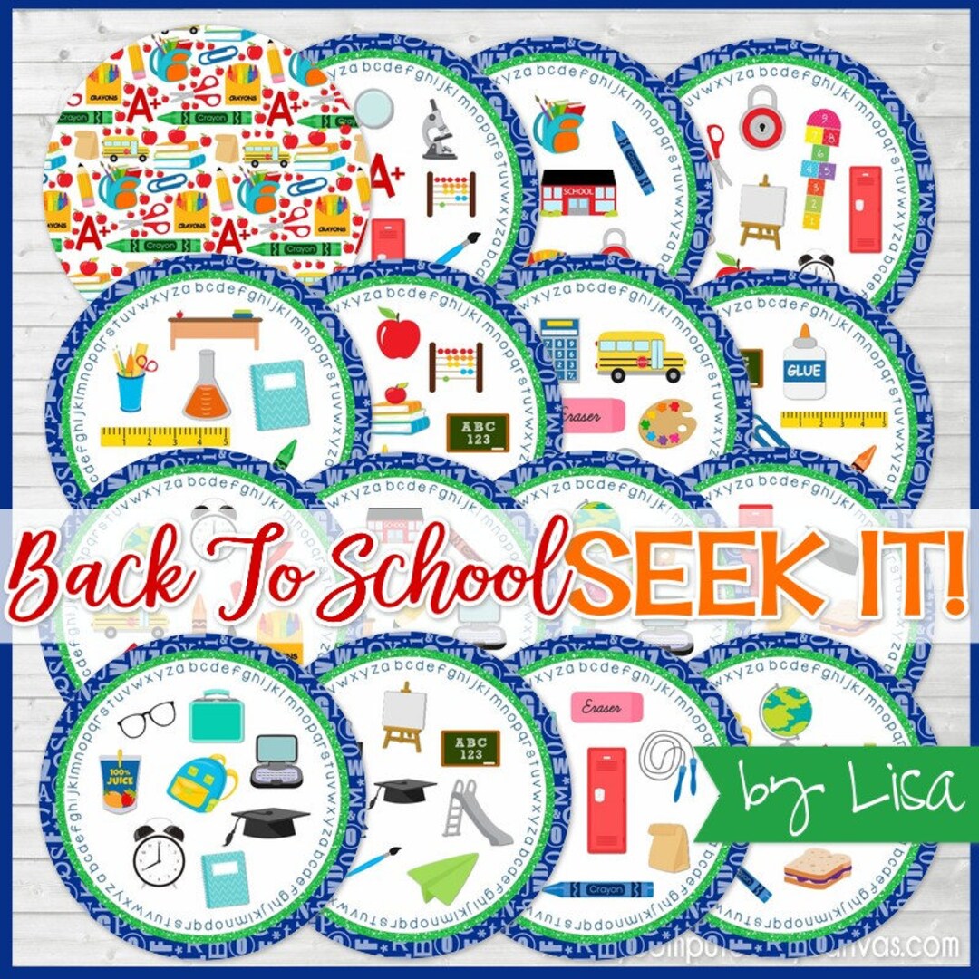 Back to SCHOOL Seek It Match Game, Classroom Party Game, Party Favor ...