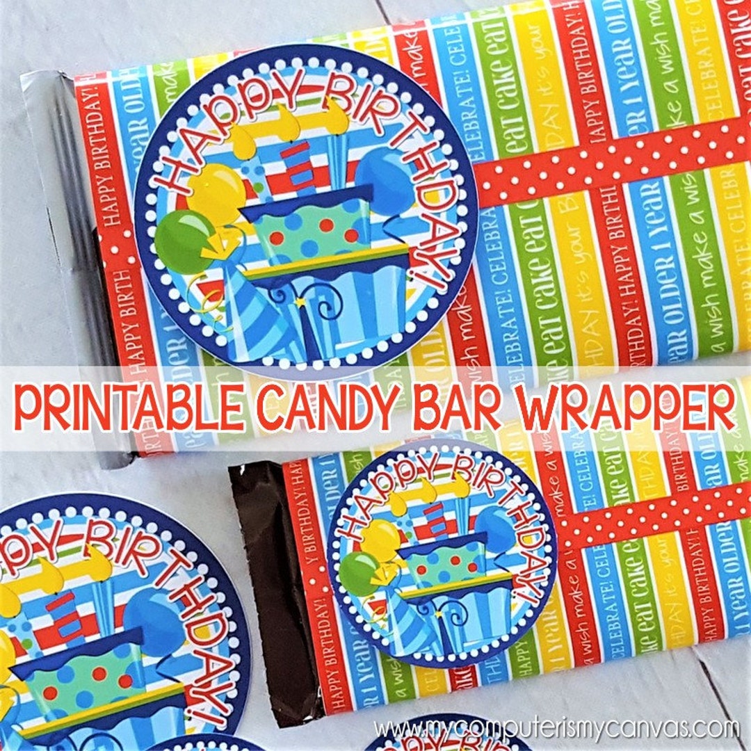 BIRTHDAY Candy Bar Wrapper, Birthday Gift Tag, Happy Birthday ...