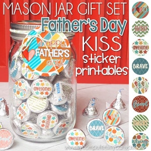 FATHERS DAY GIFT, Printable Kiss Stickers, Kiss Labels, Gift for Dad ...