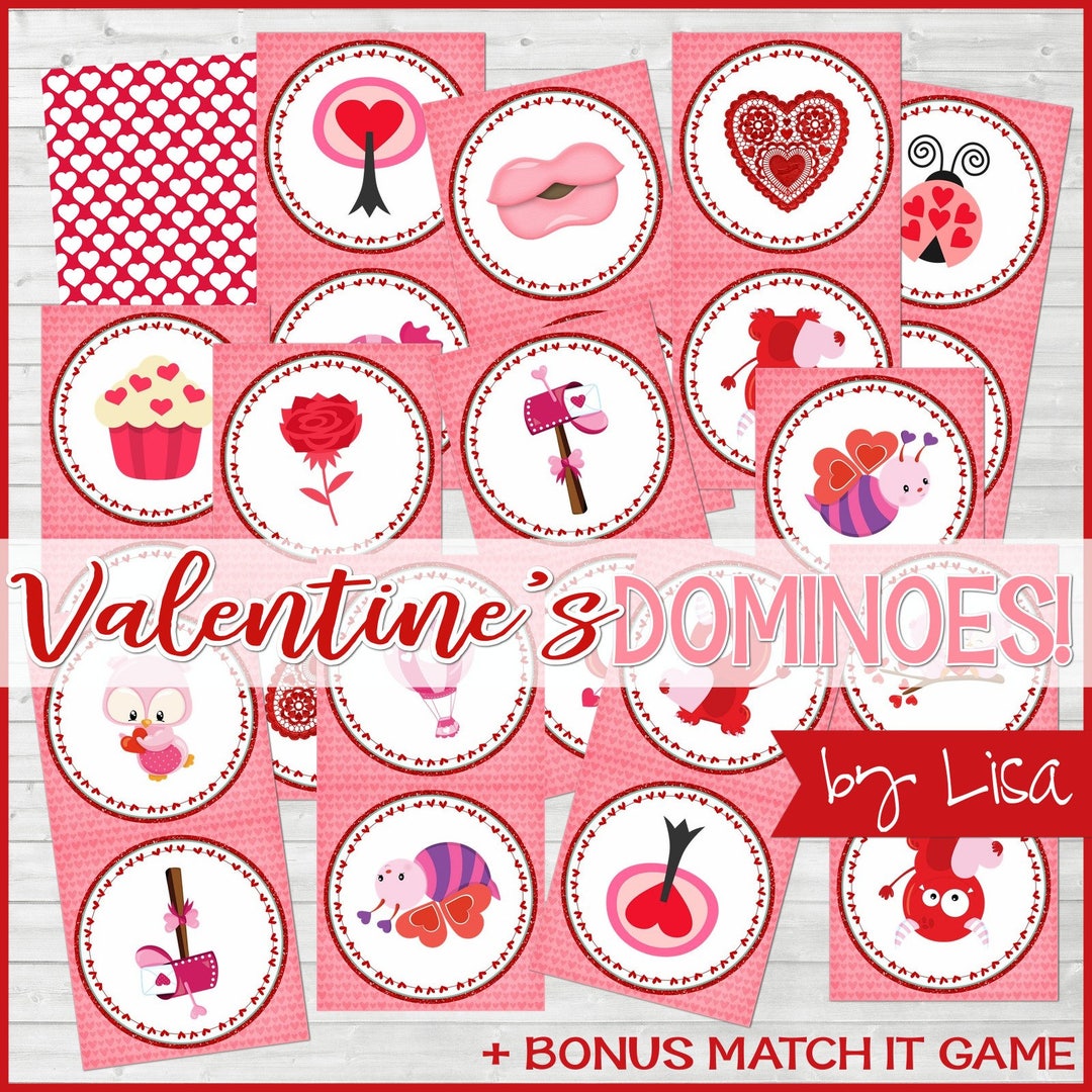 Printable Valentine's Game, DOMINOES, Valentine's Day, Class Party Game ...