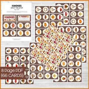 Printable Thanksgiving Game, DOMINOES, Fall Printable, Party Game ...