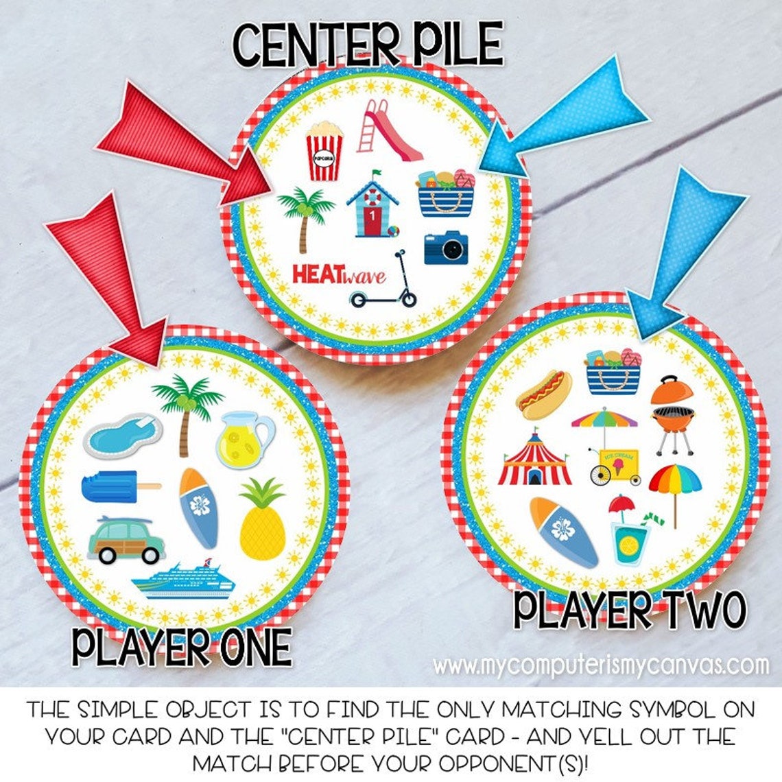 SUMMER SEEK IT Match Game, Picnic Party Game, Party Favor, Summer ...