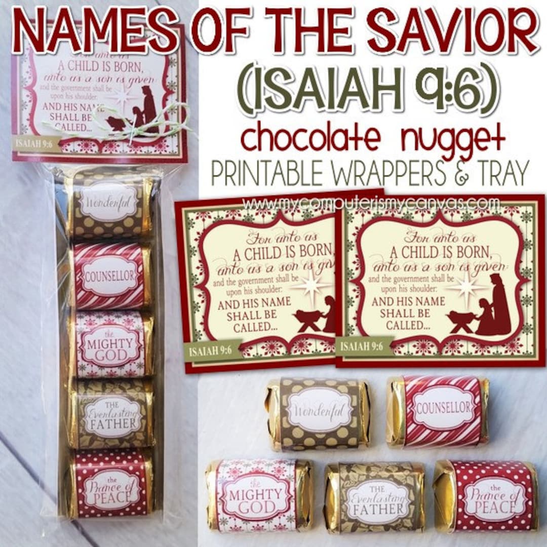 NEW ISAIAH Names of the Savior, NATIVITY Chocolate Nugget Wrappers ...