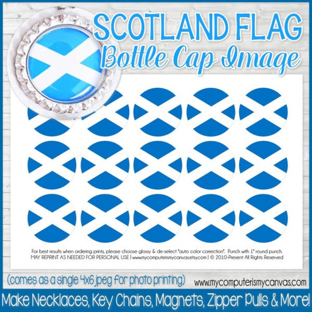 SCOTLAND FLAG Bottle Cap Image, Scottish Flag Printable, Inchie, 1-inch ...