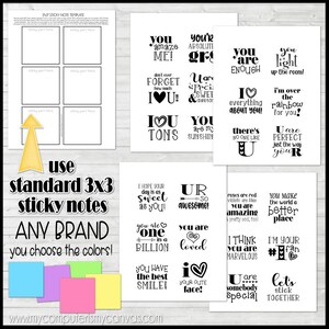 VALENTINE STICKY Notes, Post-it Note Template, Love Notes, Love Quotes ...