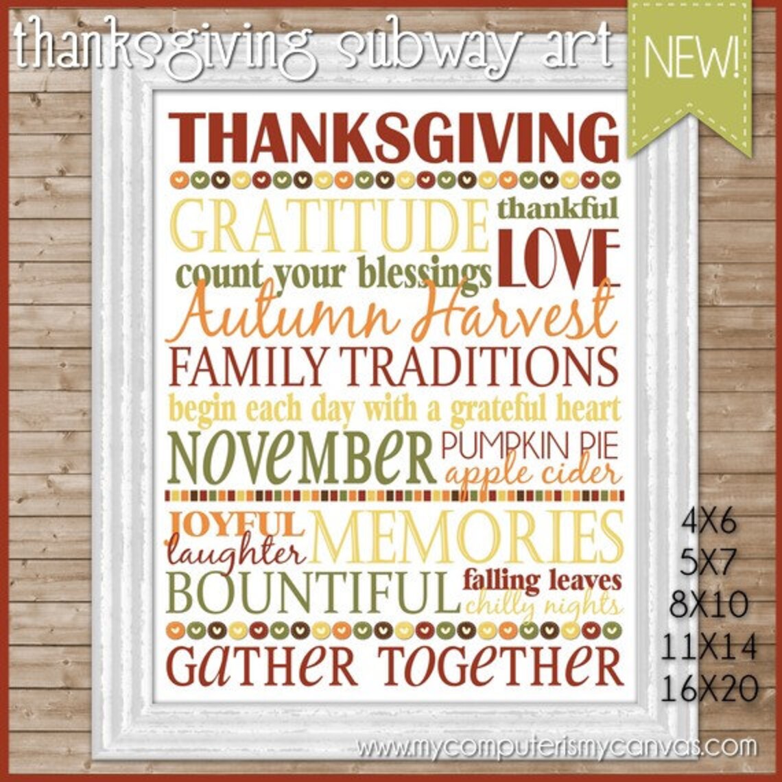 NEW Thanksgiving Subway Art, GRATITUDE November Sign - Printable ...