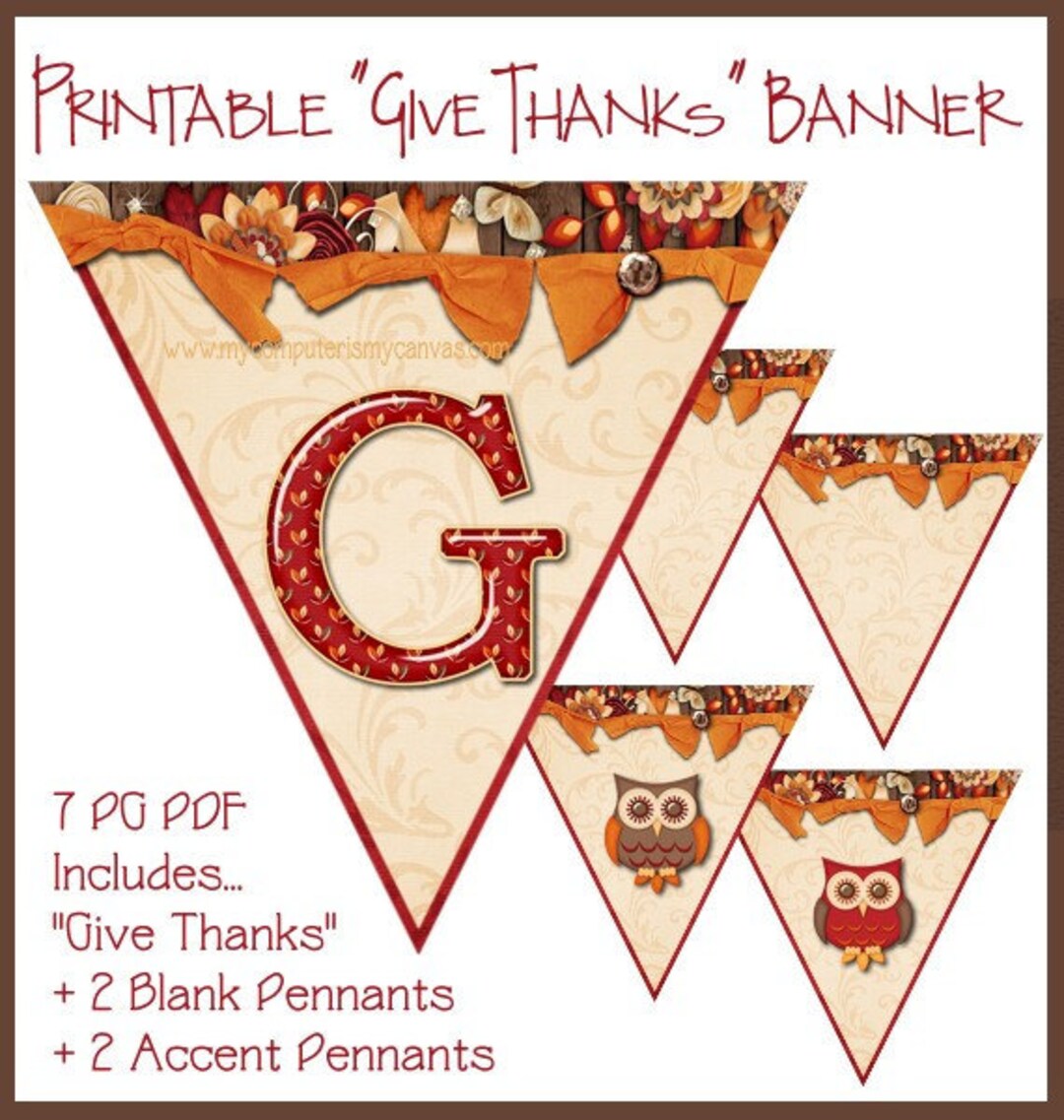 Printable Thanksgiving Give Thanks Banner - INSTANT Download Printable ...