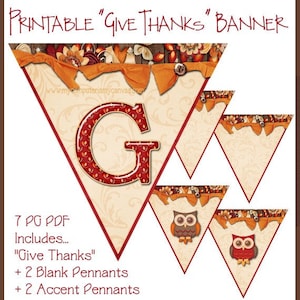 Printable Thanksgiving Give Thanks Banner - INSTANT Download Printable ...
