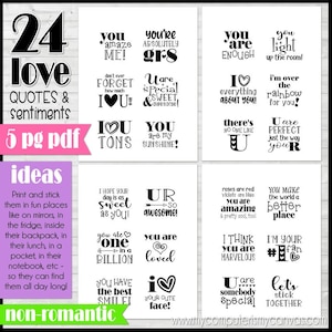 VALENTINE STICKY Notes, Post-it Note Template, Love Notes, Love Quotes ...