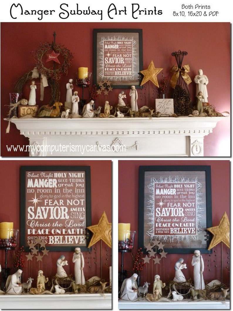 Christmas Manger Nativity Subway Art - Printable INSTANT DOWNLOAD - Etsy