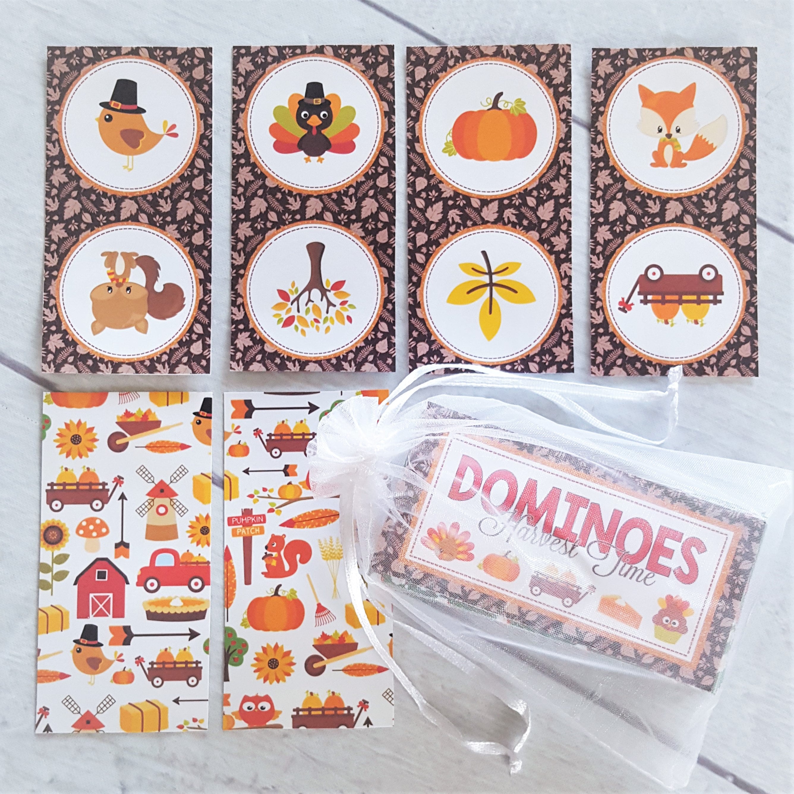 Printable Thanksgiving Game DOMINOES Fall Printable Party | Etsy