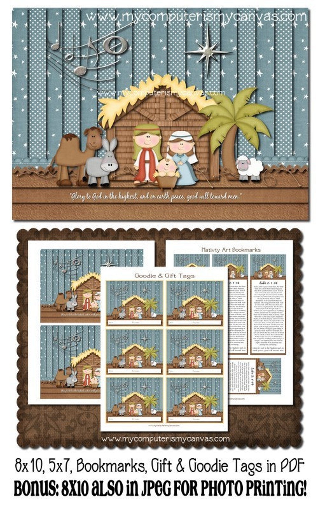 Christmas Nativity Art With Bookmarks, Art and Treat Tags - Printable ...