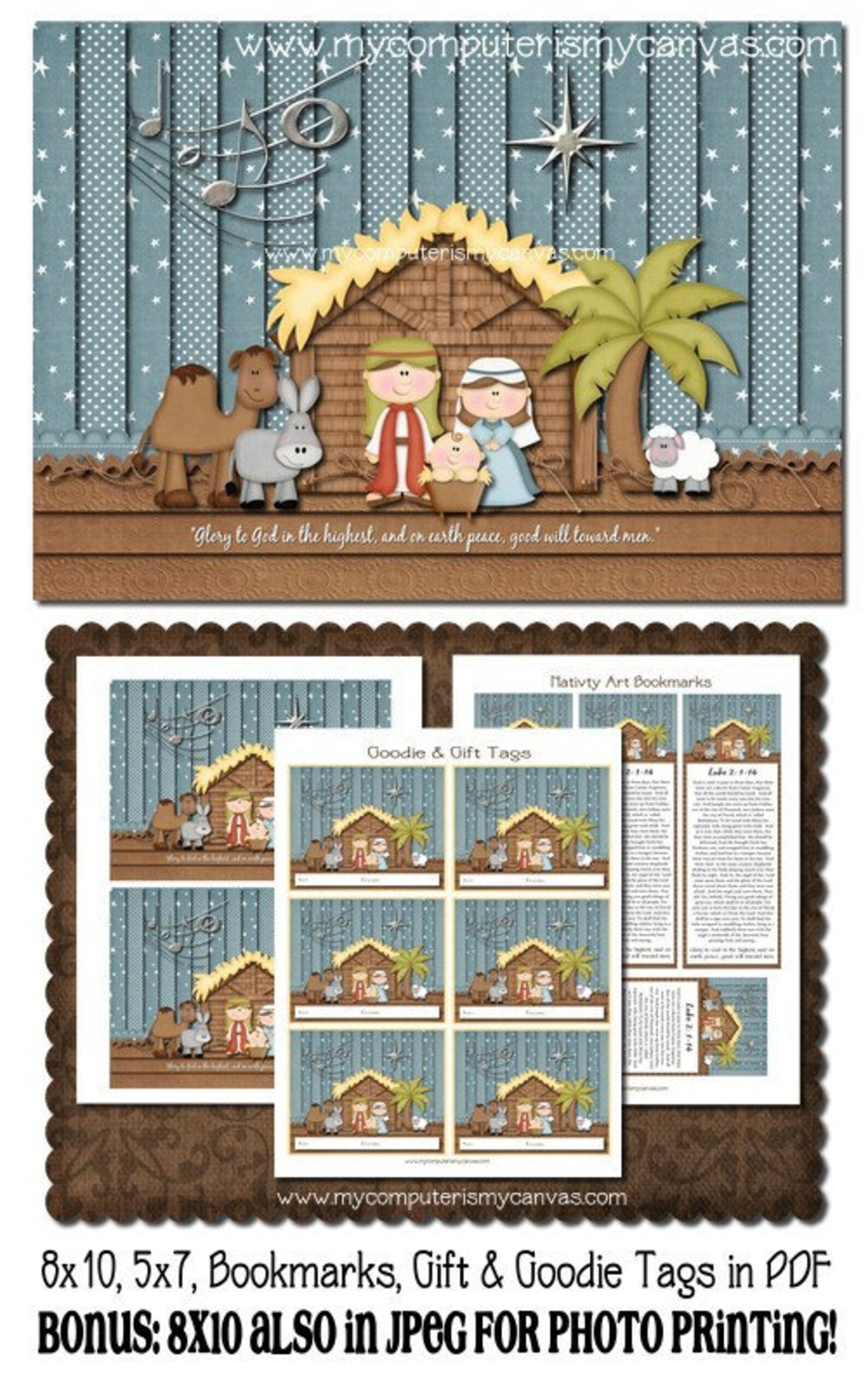 Christmas Nativity Art With Bookmarks Art and Treat Tags - Etsy