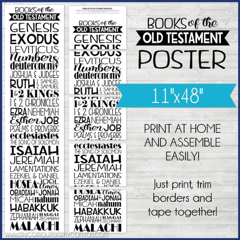 Books of the OLD TESTAMENT Poster Bookmark Wall Poster - Etsy