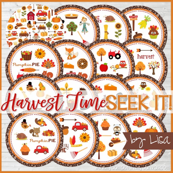 Printable Thanksgiving Game Harvest Time SEEK IT Match Game - Etsy