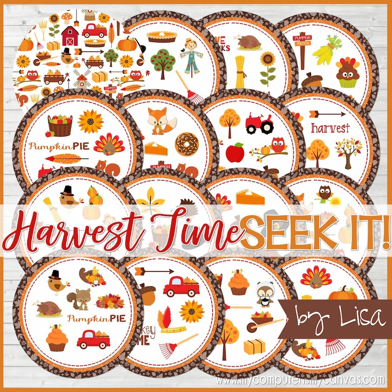 Printable Thanksgiving Game Harvest Time SEEK IT Match Game - Etsy