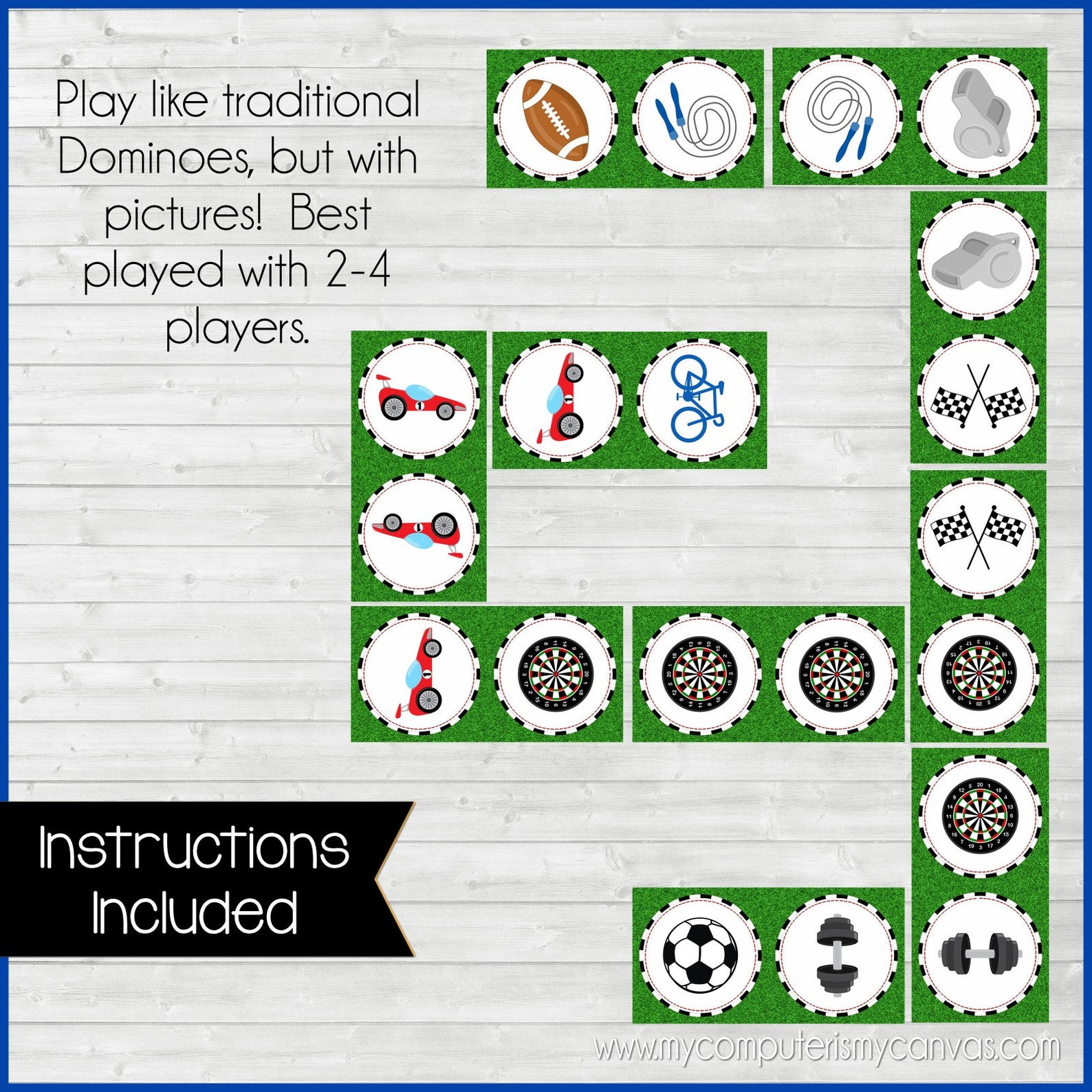 Printable SPORTS Game, DOMINOES, Team Party Activity, Team Party Favor ...