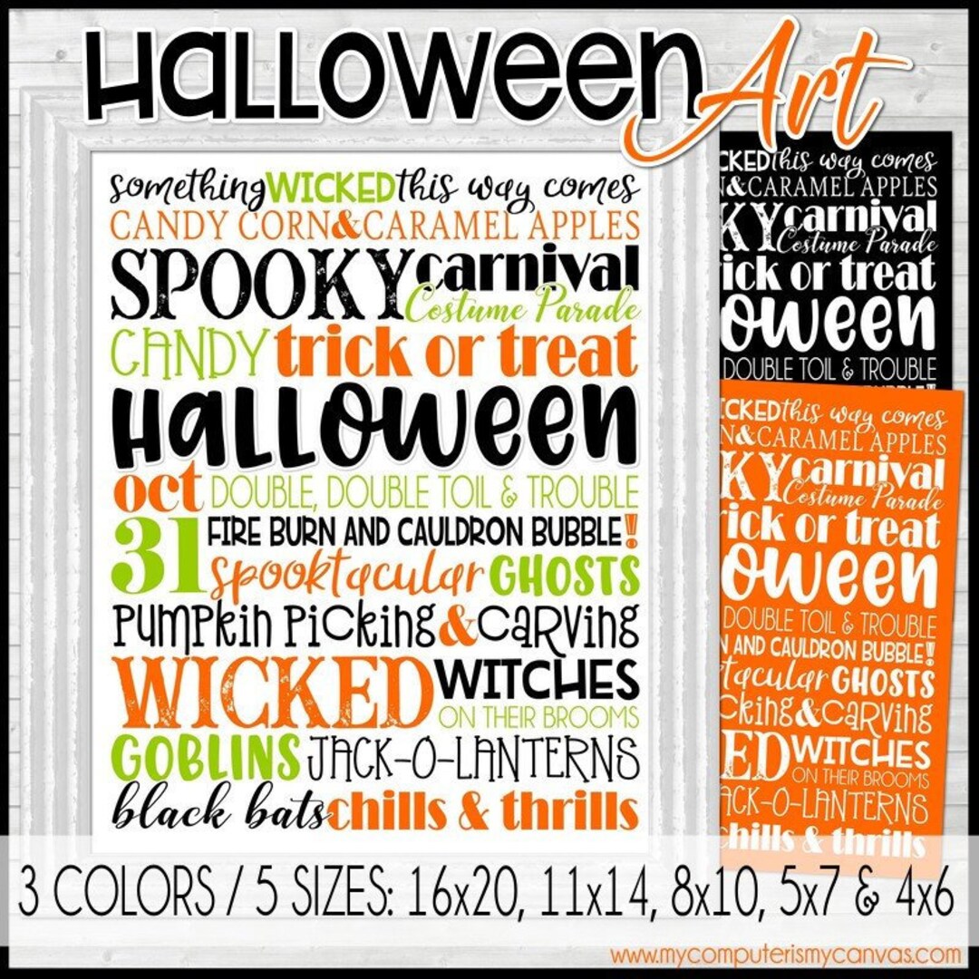 HALLOWEEN Subway Art, October Subway Art, PRINTABLE Wall Art, Art Print ...