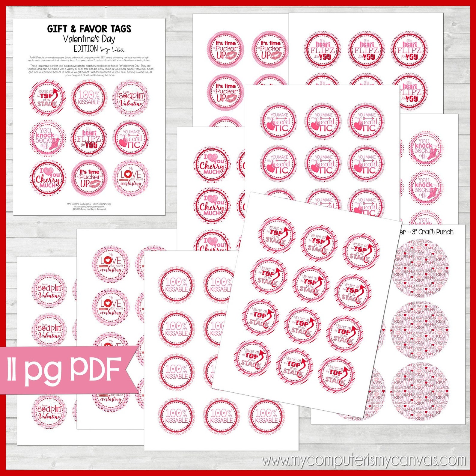 Valentine's Day Gift Tags Gift Basket Printables Gifts - Etsy